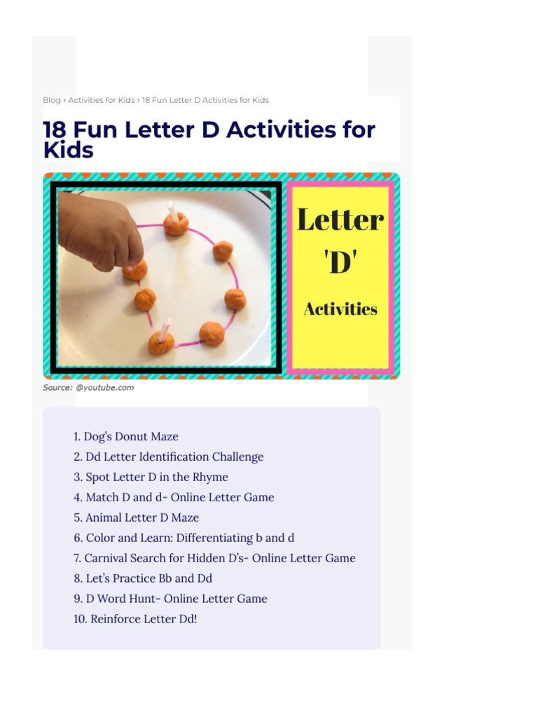 Fun Activities for Letter D Learning | PDF | Letter Case | Cognitive ...