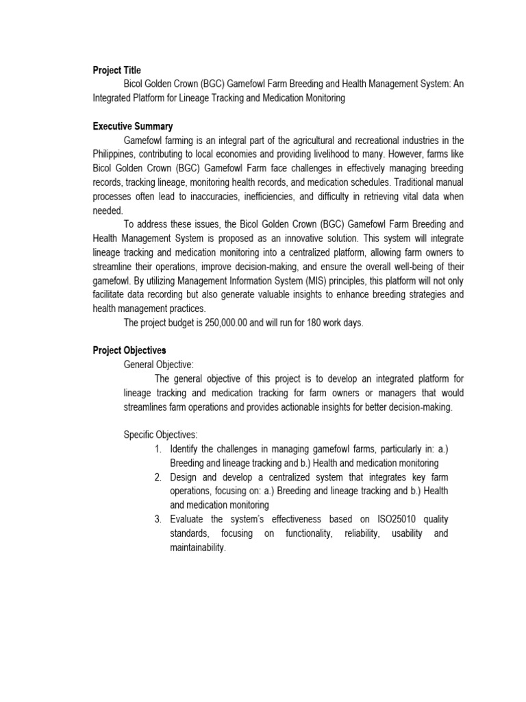 BGC Gamefowl Farm Management System | PDF | Net Present Value | Computing