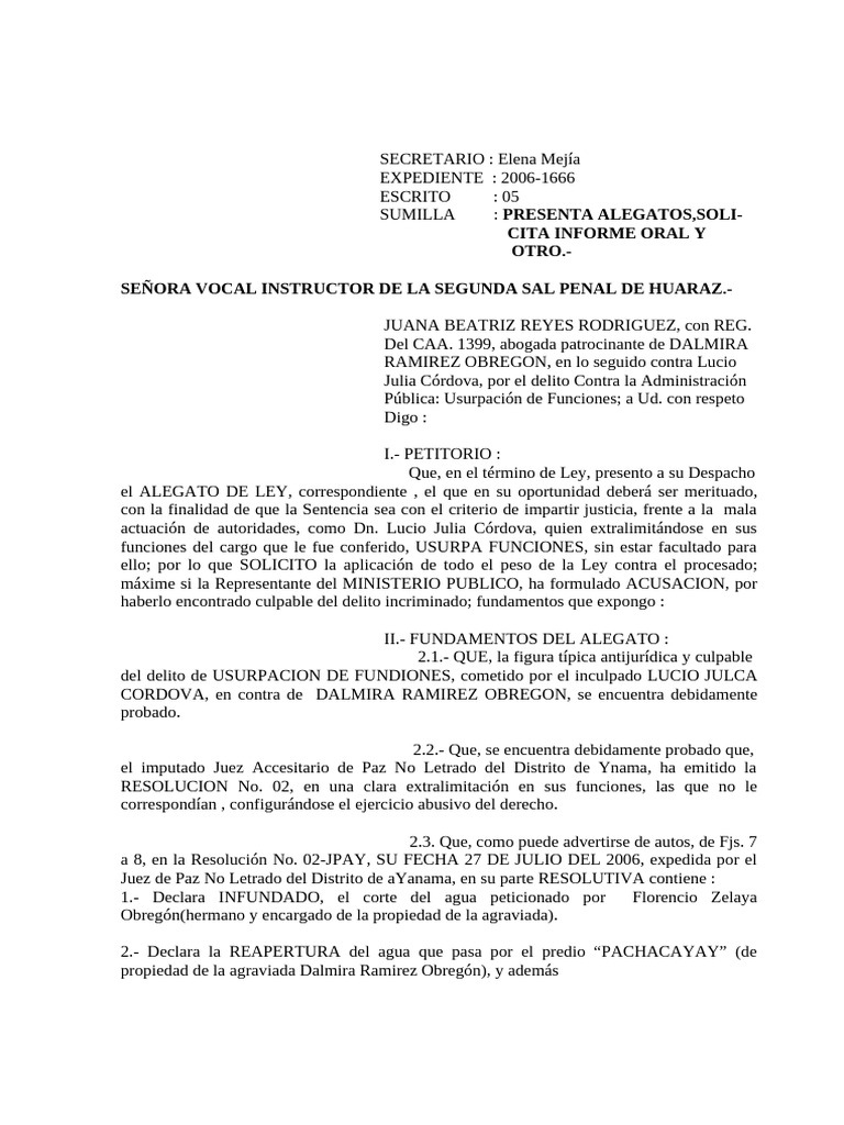 ALEGATOS-SOLICITUD- | PDF | Castigos | Daños y perjuicios