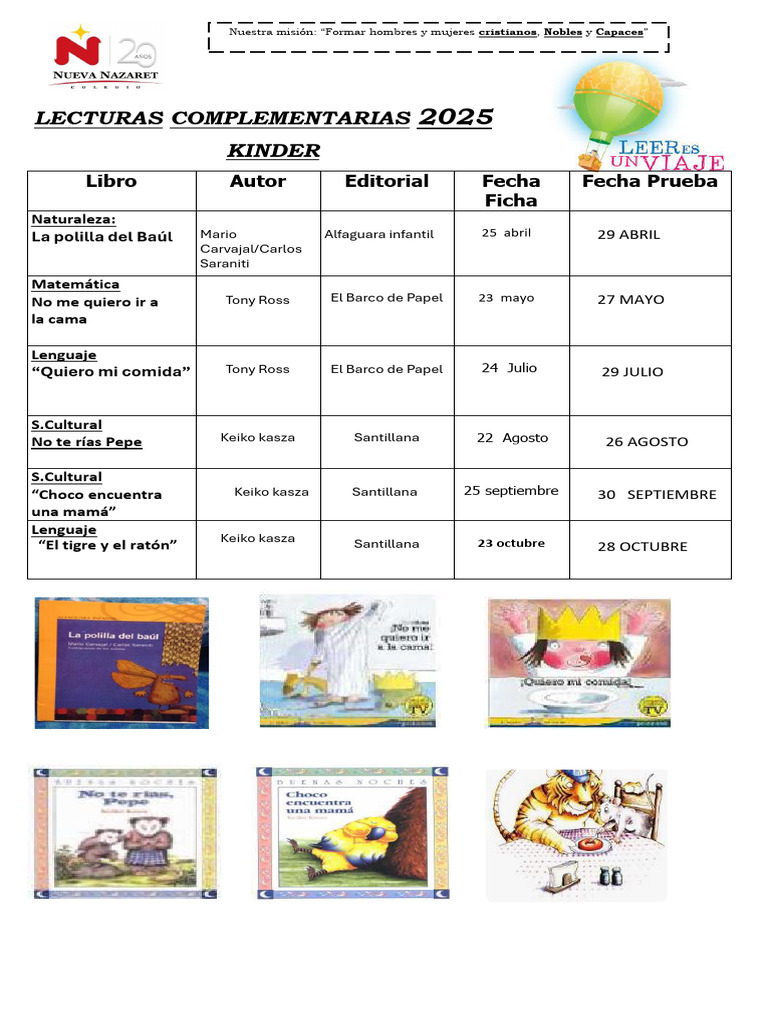 KINDER Lecturas Complementarias 2025 | PDF