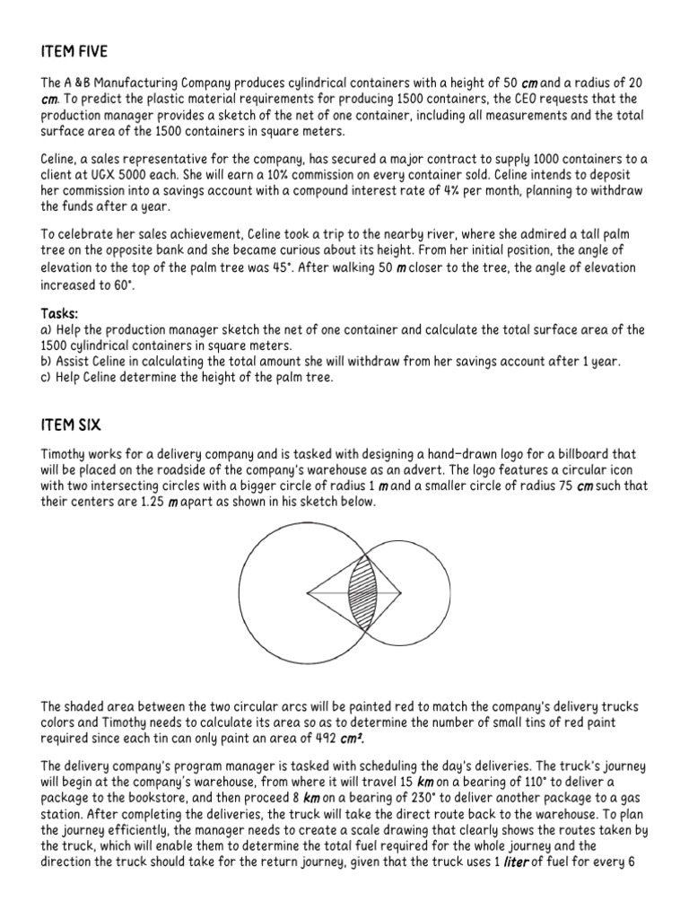 Scenario Based Mathematics Questions | PDF | Area
