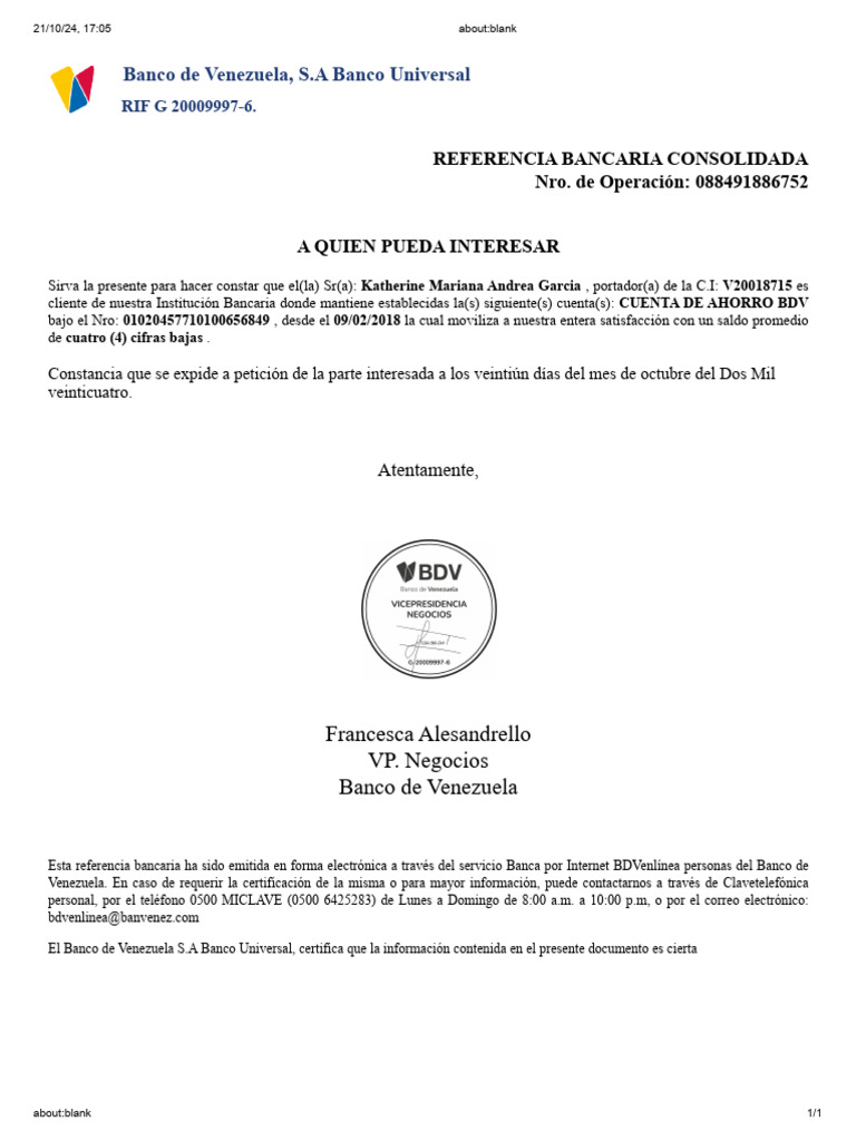 Constancia de Cuenta de Kathe García | PDF