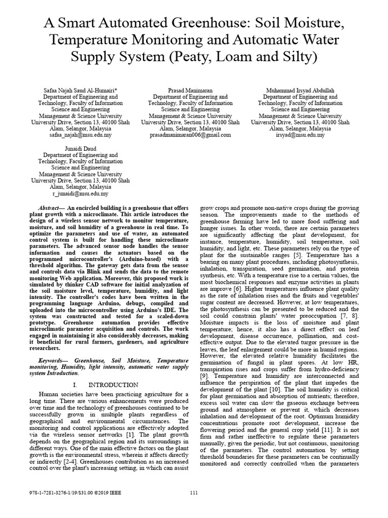 A Smart Automated Greenhouse Soil Moisture Temperature Monitoring and Automatic Water Supply ...
