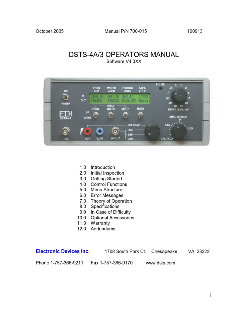 DSTS-4A Users Manual V4.4 | PDF | Frequency | Electrical Engineering