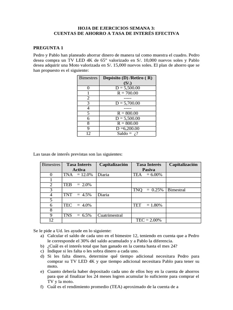 HOJA DE EJERCICIOS 3 | PDF | Bancos | Economias