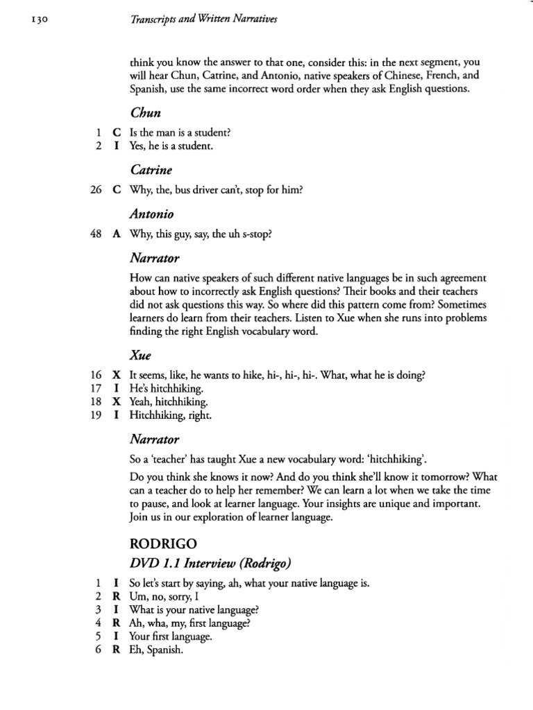 Transcript - DVD 1.1 Interview (Rodrigo) | PDF | English Language ...