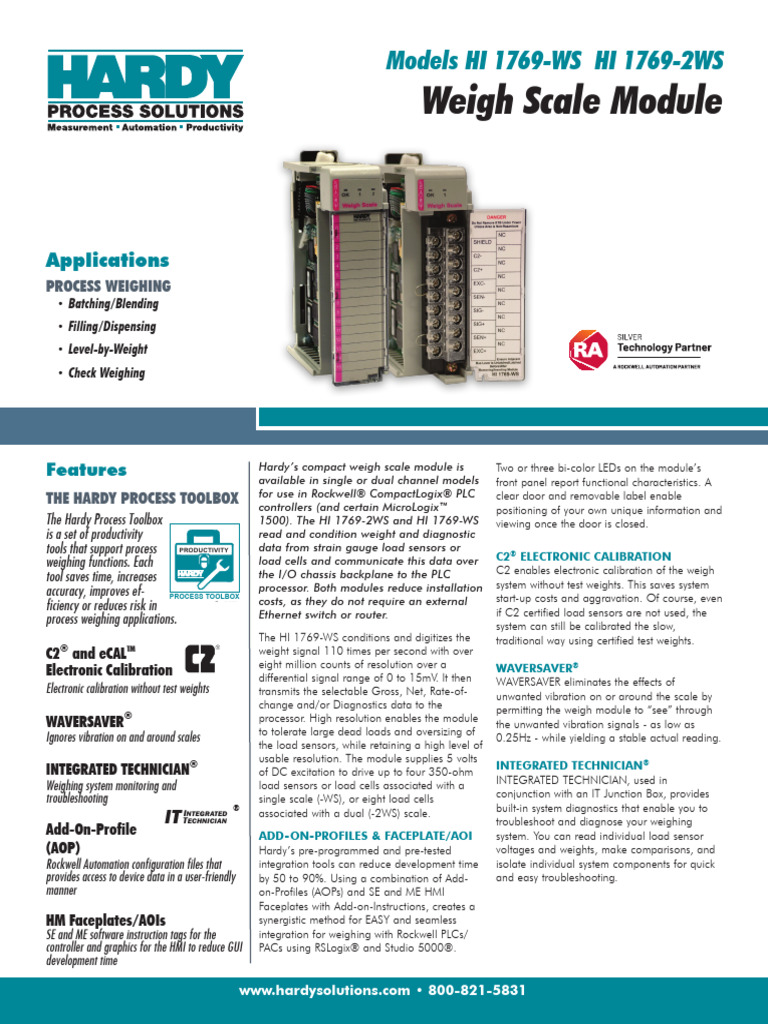 HI1769 - CompactLogix® Weight Scale Module DATASHEET | PDF | Programmable Logic Controller ...