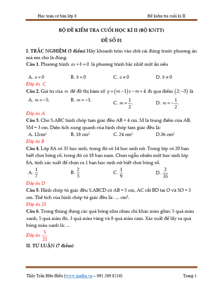 axb a b a b m y m xm m m m m: Bộ Đề Kiểm Tra Cuối Học Kì Ii (Bộ Kntt ...