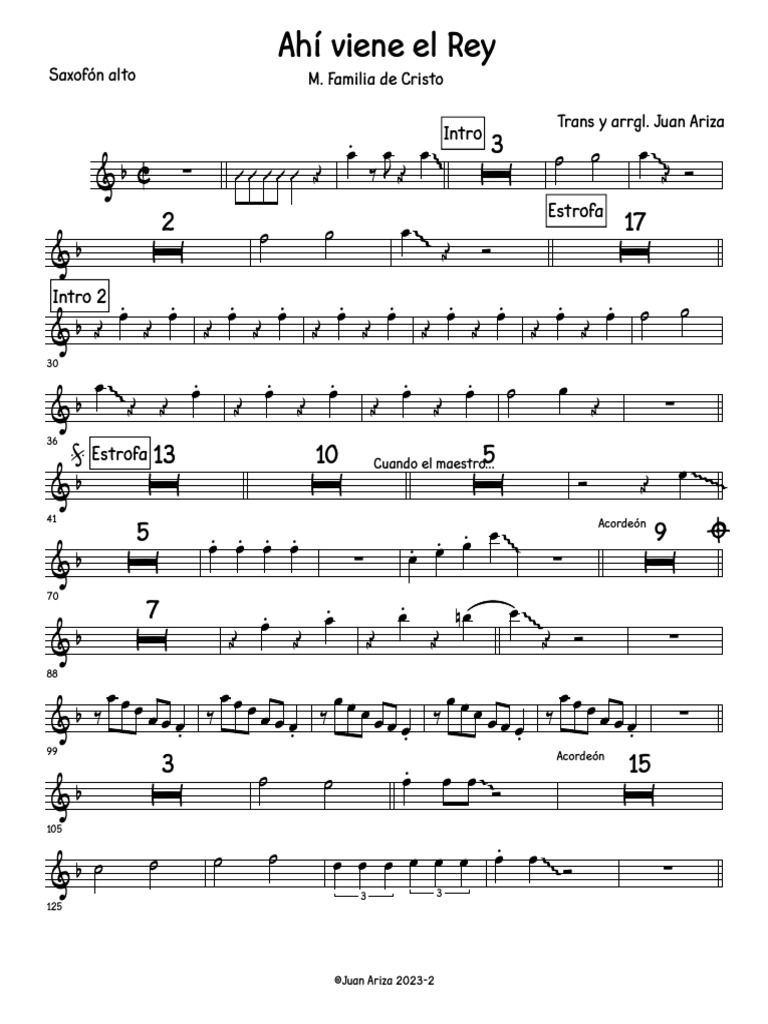 Partitura: "Ahí viene el Rey" | PDF