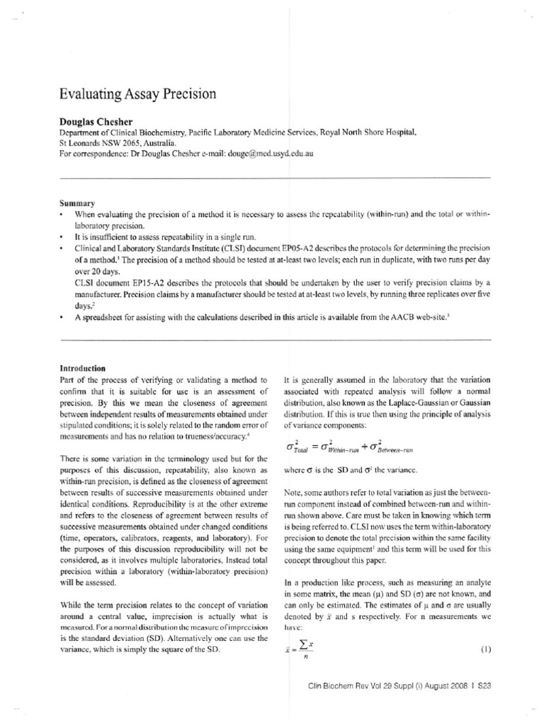 Evaulating Assay Precision | PDF