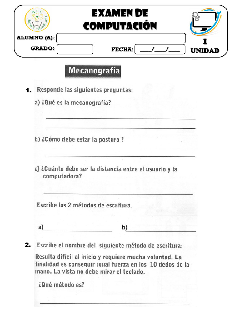 Examen Computación I Unidad | PDF