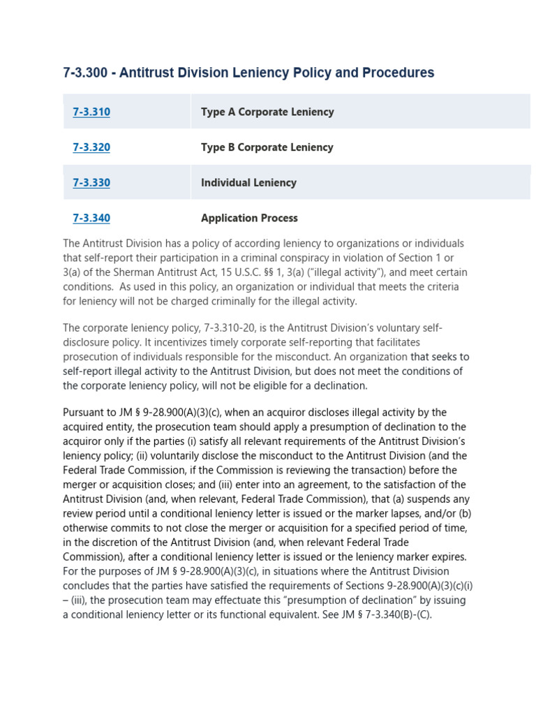 Programa de Leniência Americano - Doj | PDF | Crimes | Crime & Violence