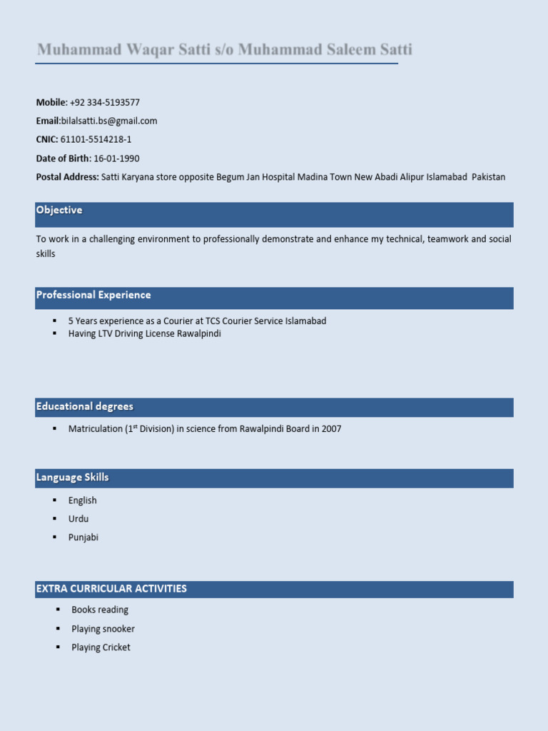 Waqar CV | PDF