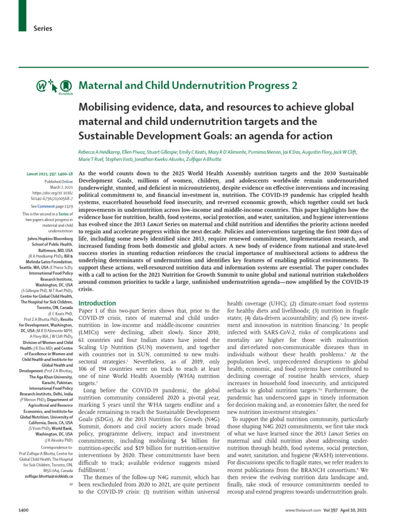 maternal and child nutrition targets | PDF | Malnutrition | Human Nutrition