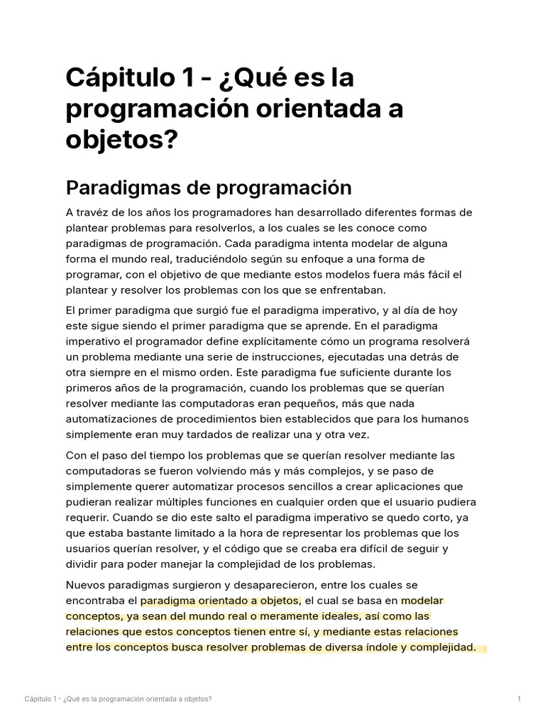 Capitulo 1 - Qu Es La Programacin Orientada A Objetos | PDF | Objeto (informática ...