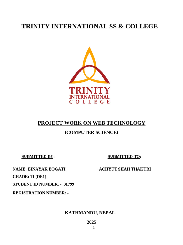 Web Technology Project Report | PDF | Html | World Wide Web