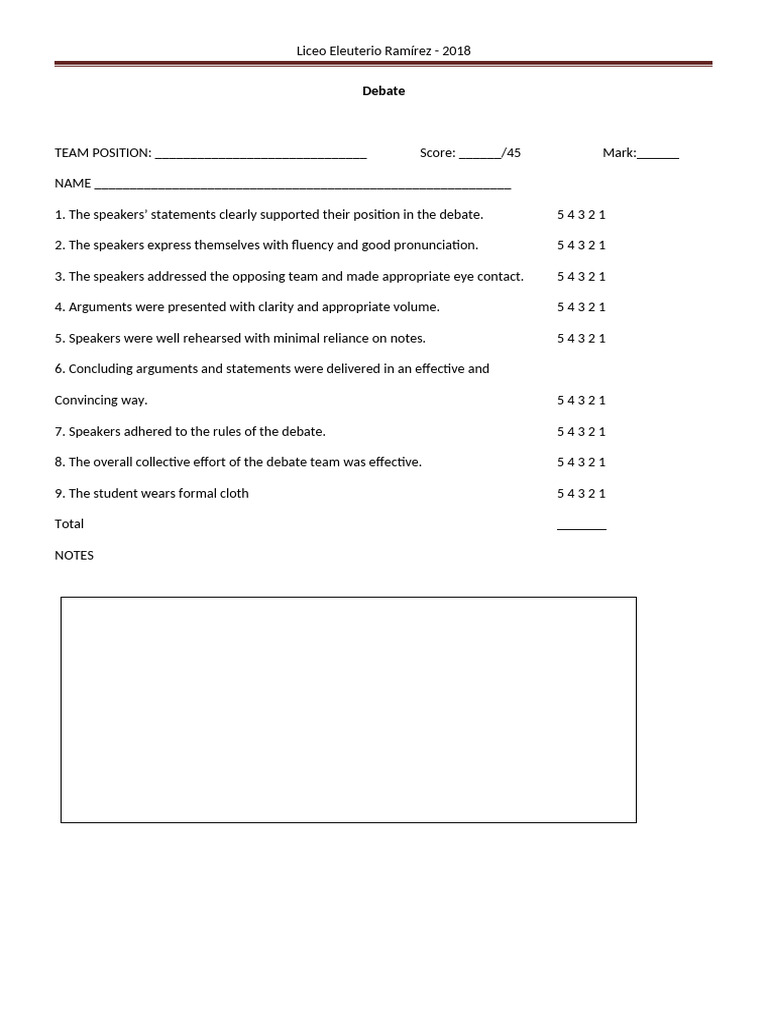Debate Rubric | PDF