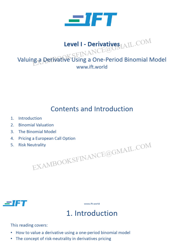 LM10 Valuing A Derivative Using A One-Period Binomial Model | PDF | Option (Finance ...