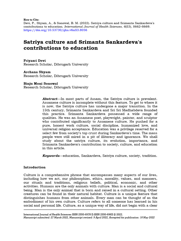 Satriya Culture and Srimanta Sankardevas Contribu | PDF | Puranas | Vaishnavism