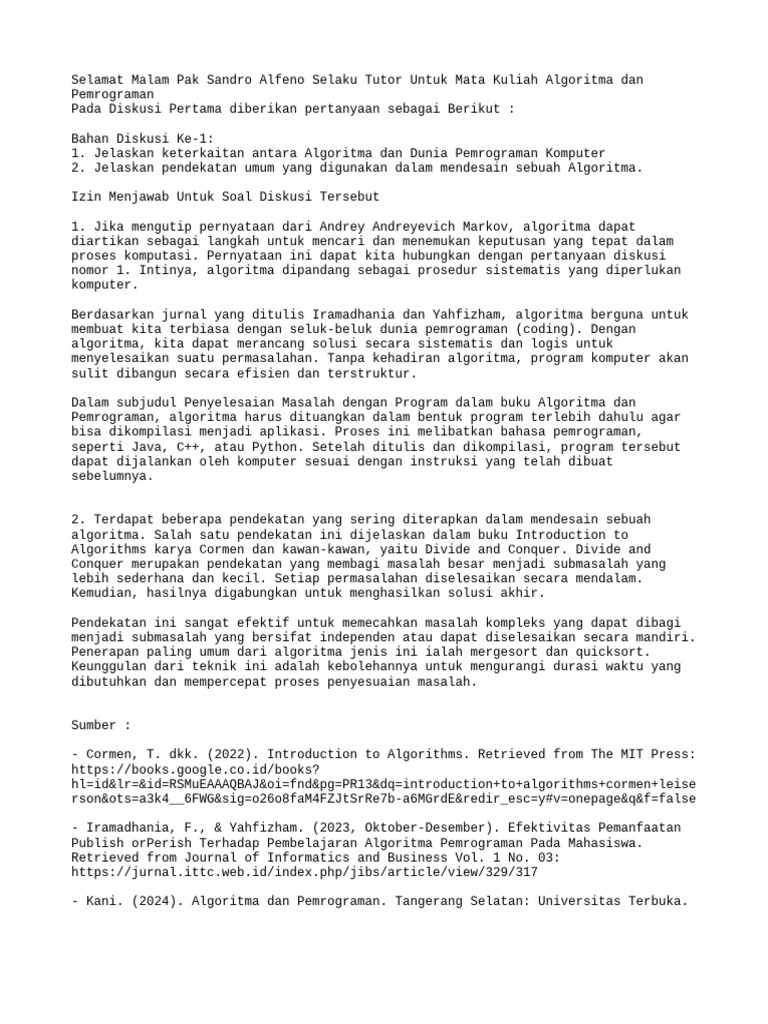 Diskusi 1 Alpro | PDF