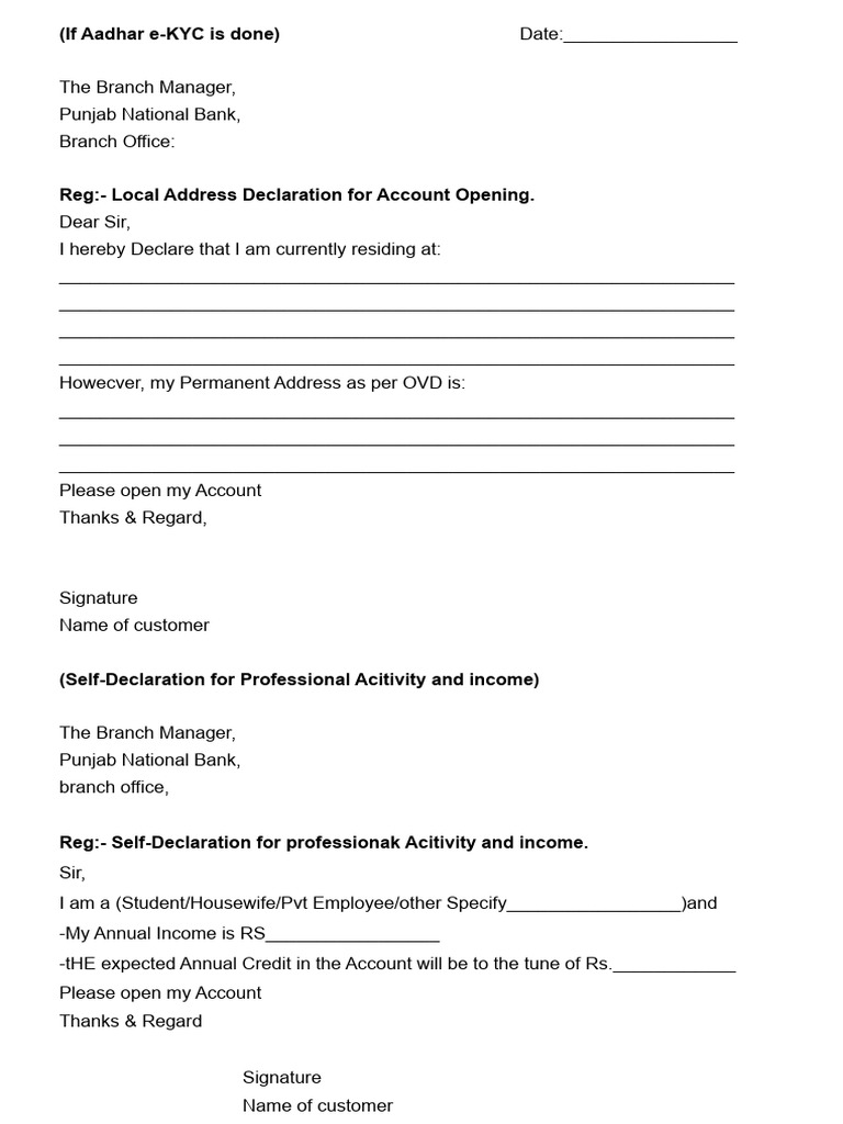 PNB AC OPN FORM Page 3 | PDF