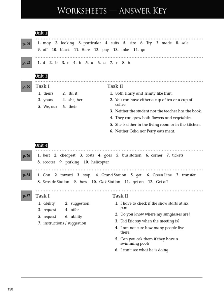 2B - TG Worksheets Answer Key | PDF