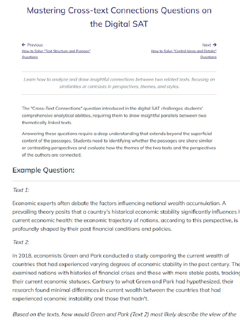 Mastering Cross-Text Connections Questions | PDF
