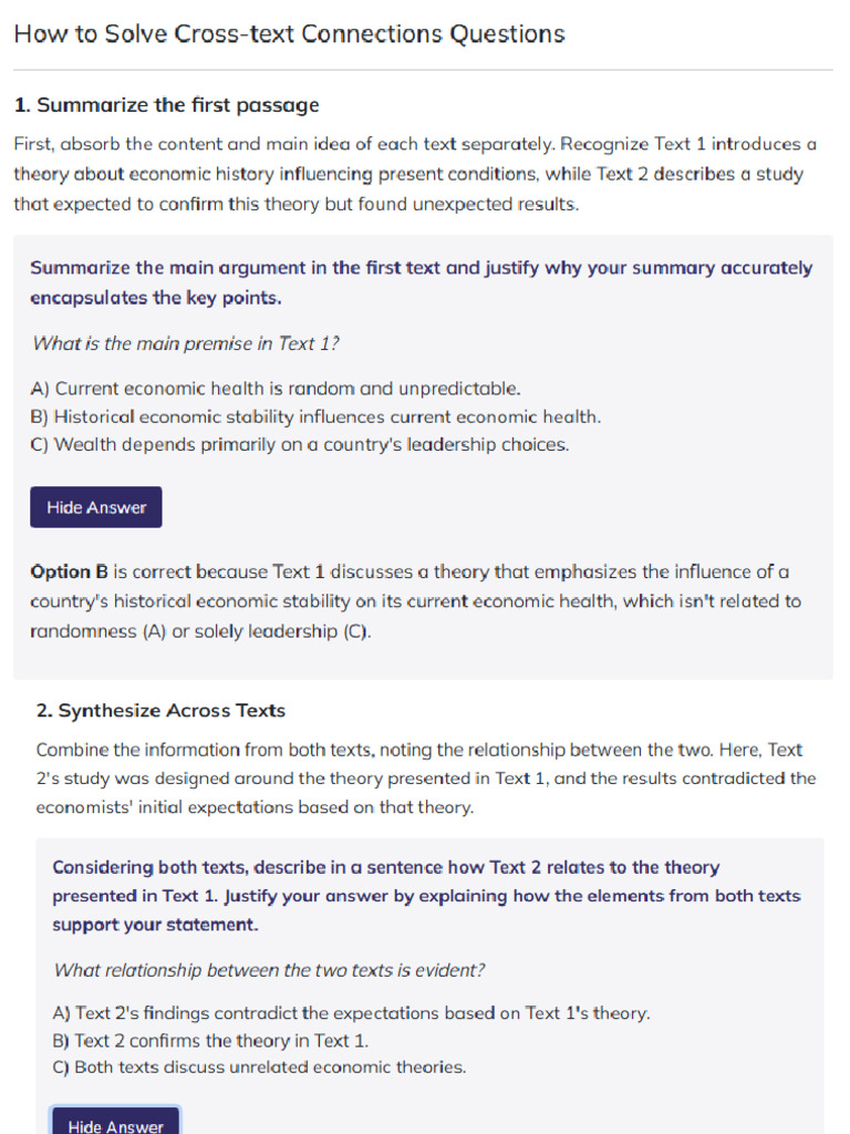 How To Solve Cross-Text Connections Questions | PDF