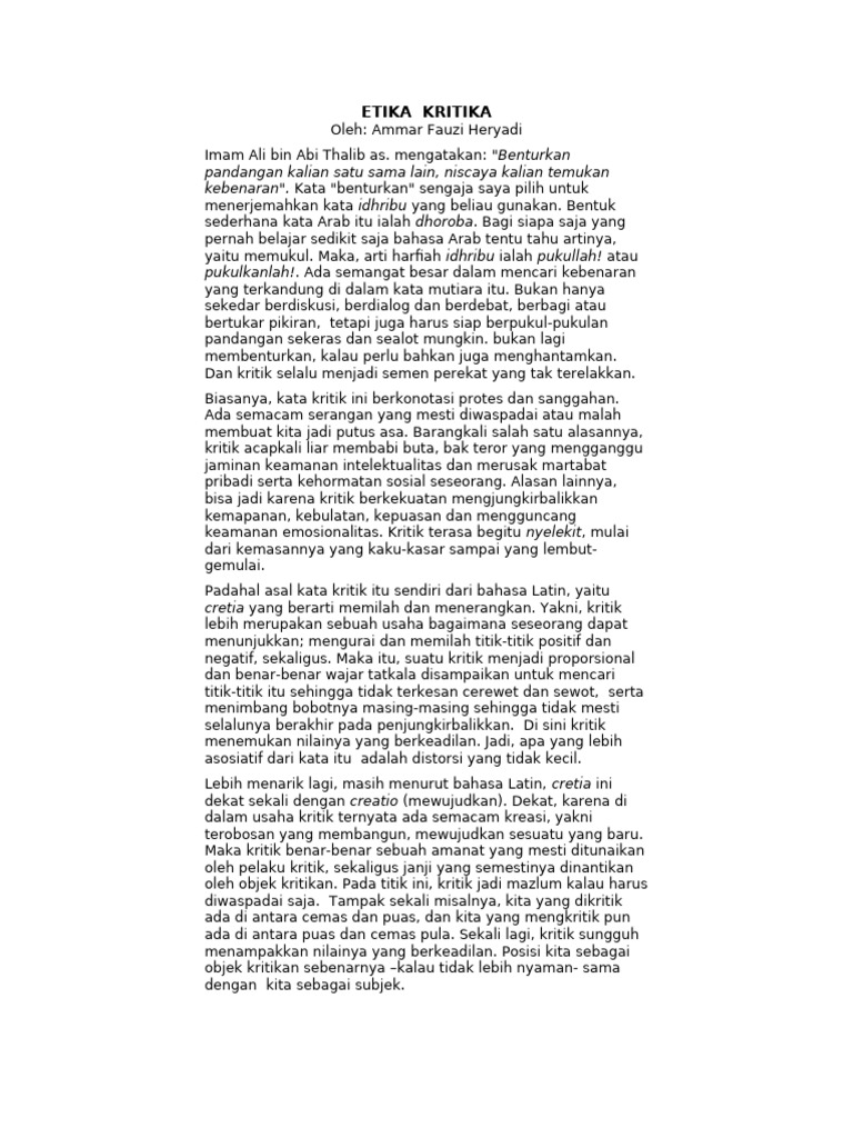 Etika Kritika | PDF