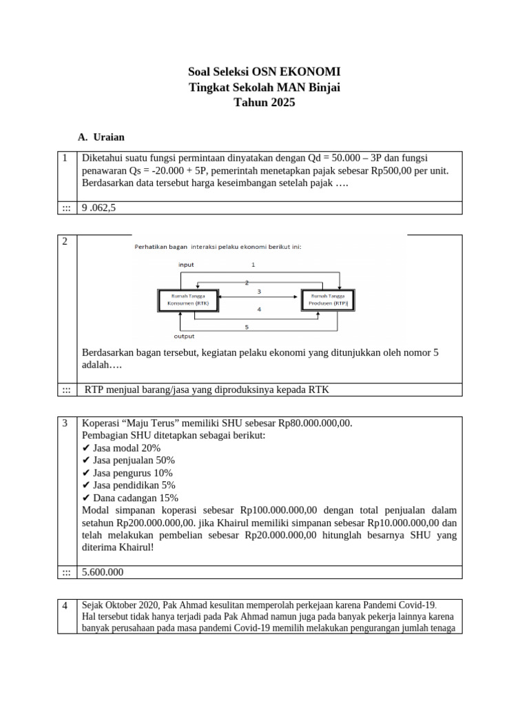 Template OSN Ekonomi | PDF