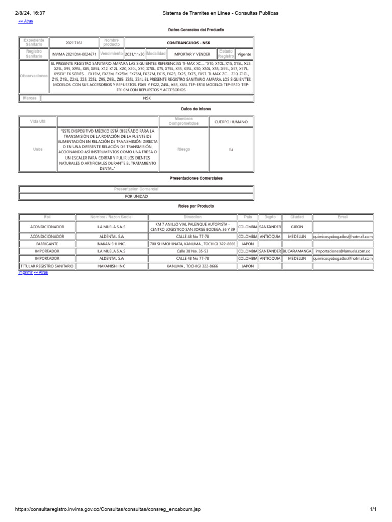 Contrangulo NSK | PDF
