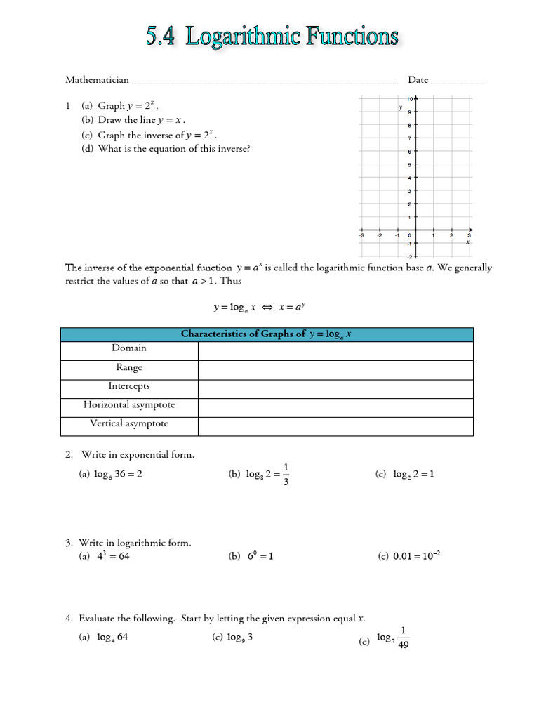 5.4 Logarithmic Functions | PDF | Logarithm | Function (Mathematics)