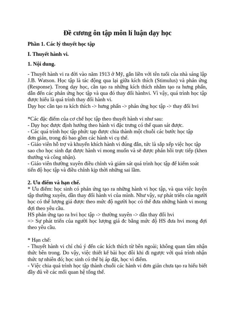 Đề cương LLDH | PDF