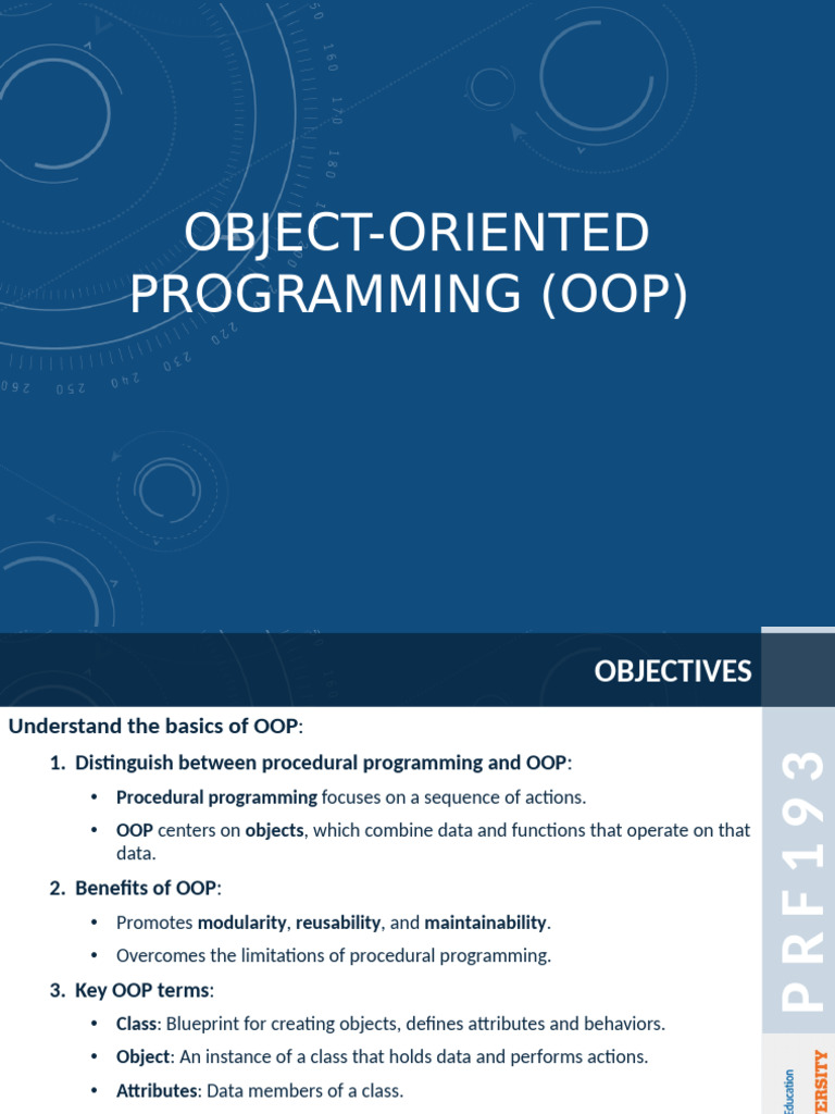 [PRF193] 6.Object Oriented Programming (OOP) | PDF | Method (Computer Programming) | Object ...
