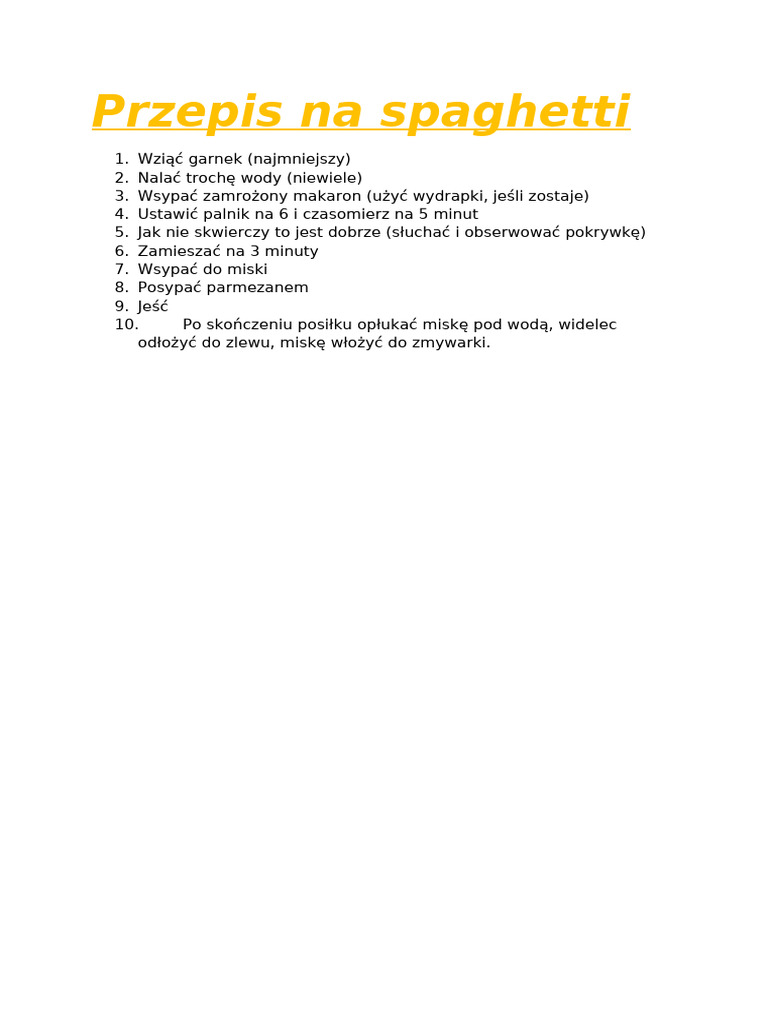 Przepis Na Spaghetti | PDF