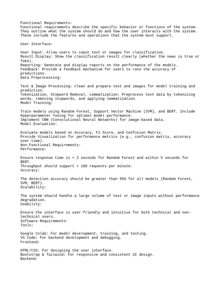 Functional Requirements | PDF | User Interface | Support Vector Machine