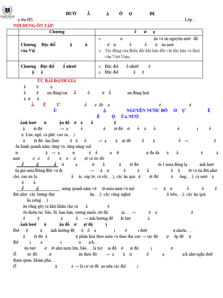 Geo 8 Dap An Huong Dan On Tap Cuoi Hkii | PDF