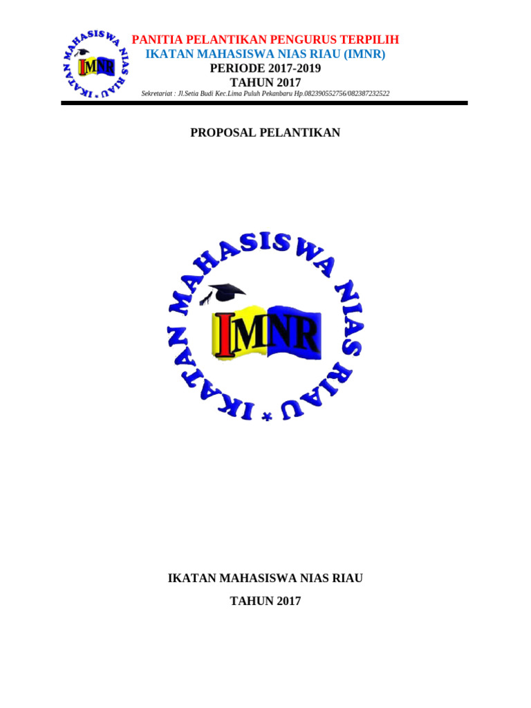 Proposal Pelantikan Pengurus Organisasi PMNR | PDF