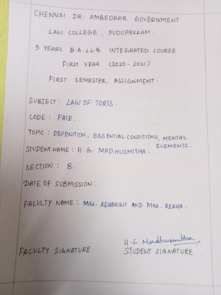 Law of Torts Assignment | PDF