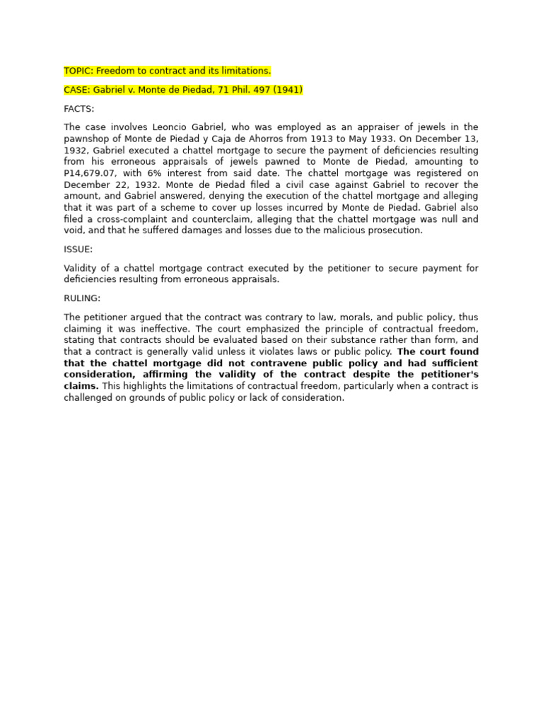 Validity of Chattel Mortgage in Gabriel Case | PDF