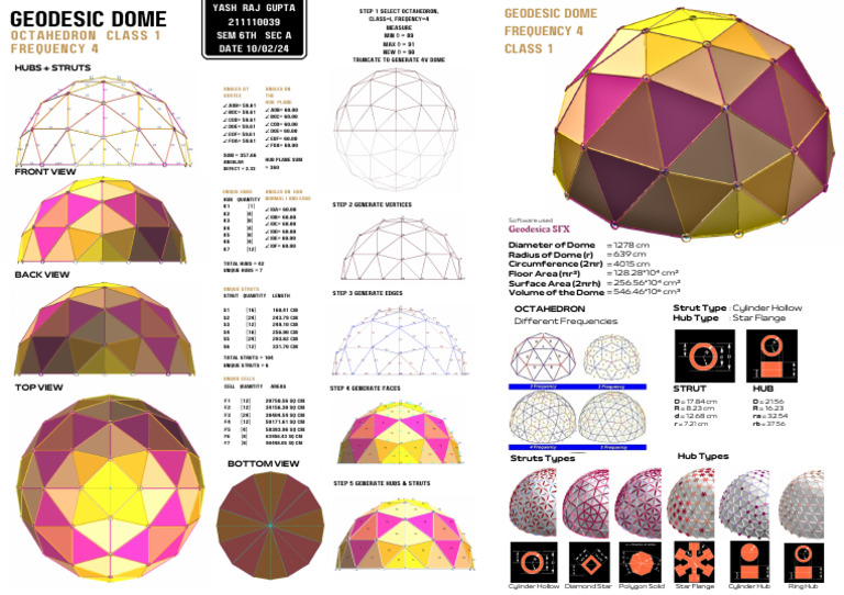 Sem - 6 - BMC - Geodesic Dome Sheet | PDF | Angle | Geometric Shapes