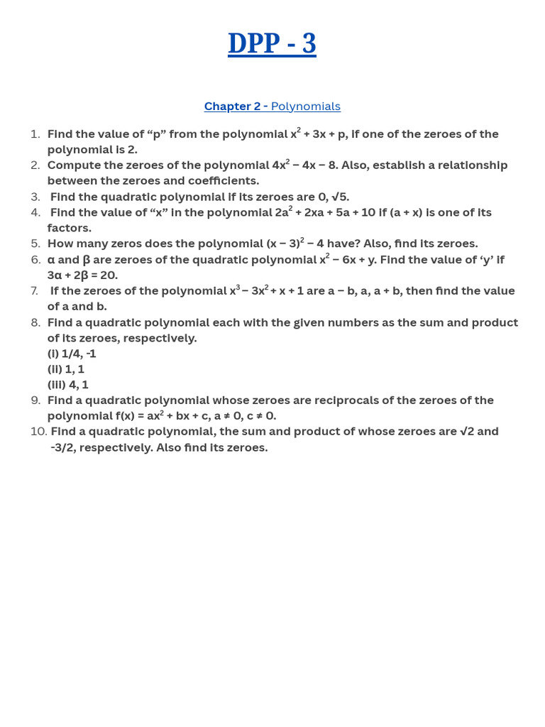 CLass 10th DPP | PDF