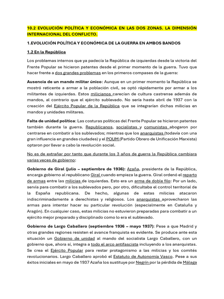 10.2 Evolución Política y Económica en Las Dos Zonas, La Dimensión ...