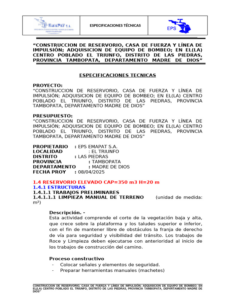 1.4.- e.t. Reservorio Elevado | PDF | Hormigón | Acero