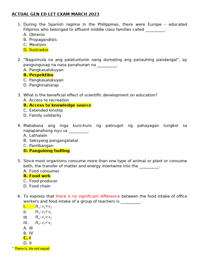 Actual Let Exam Gen Ed March 2023corrected | PDF | Philippines