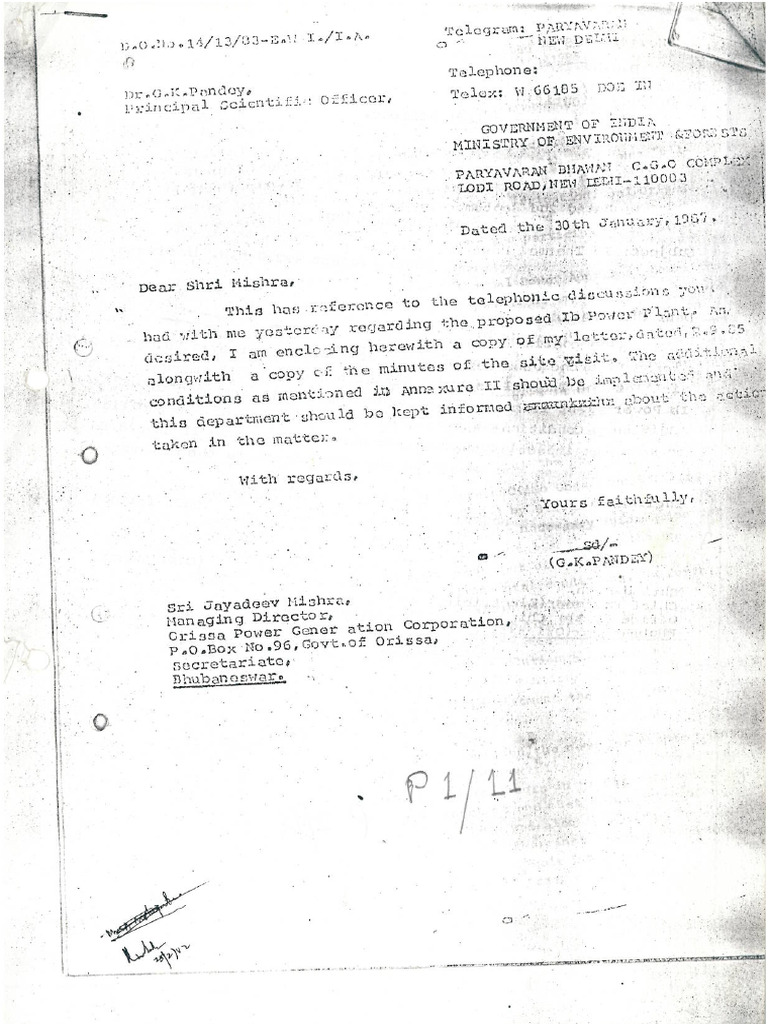 Annexure 1 EC Dated 30.01.1987 | PDF