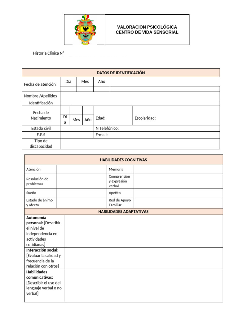 Formato Valoracion Psicologica CVS 2025 | PDF