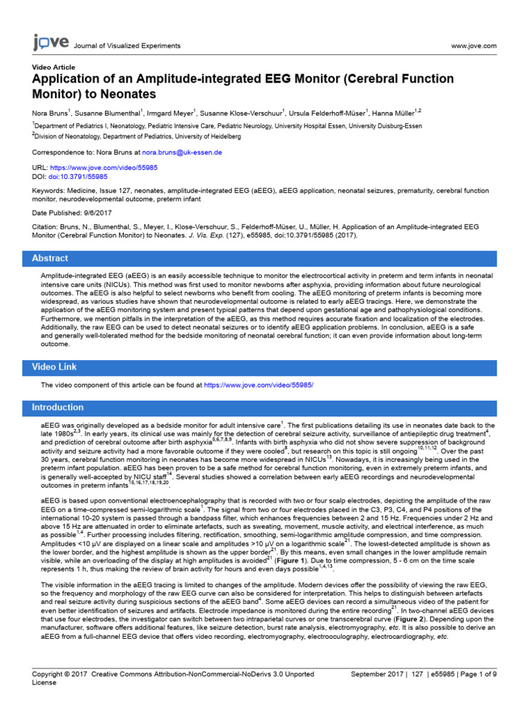 Application of An Amplitude-Integrated EEG Monitor | PDF ...