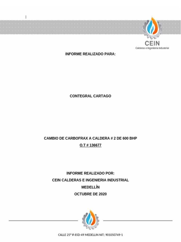 Informe Cambio de Carbofrax Caldera # 2 Oct 11 - Ot 136677 | PDF ...