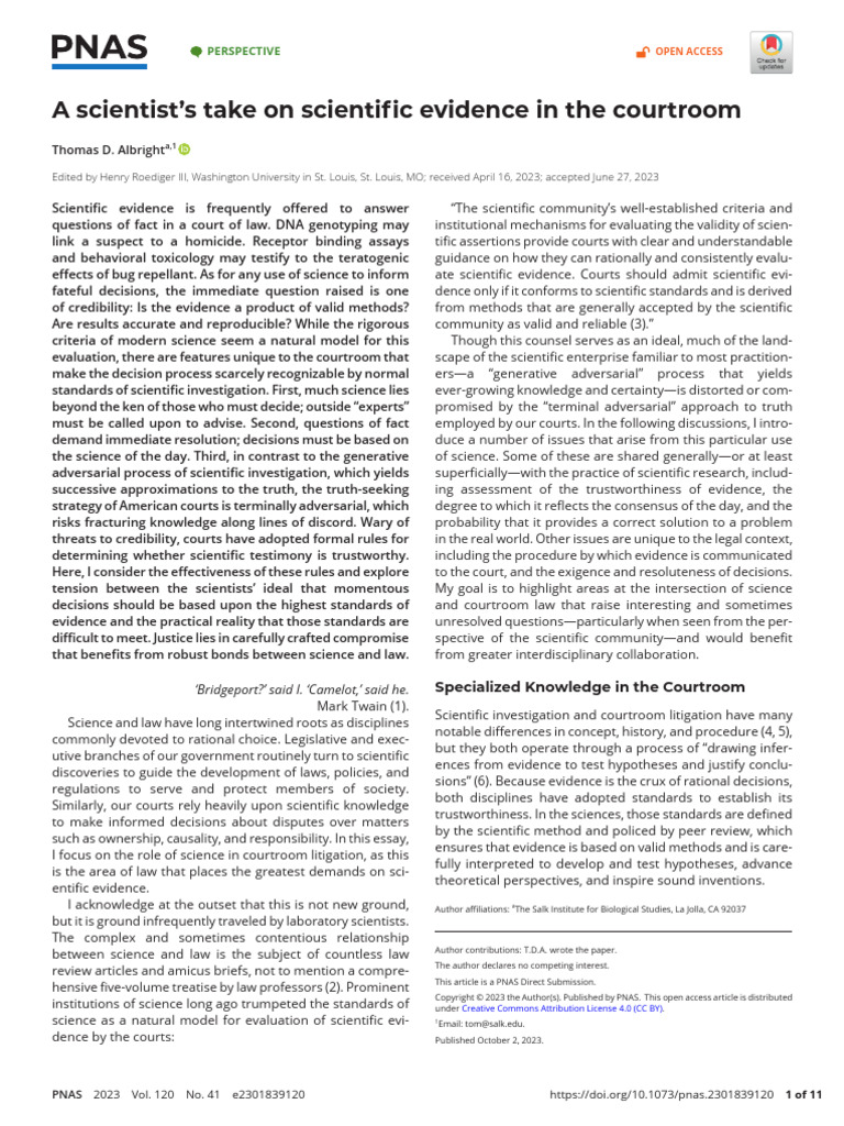 a-scientist-s-take-on-scientific-evidence-in-the-courtroom | PDF ...